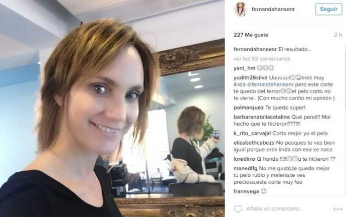 ¡Llovieron las críticas! Fernanda Hansen muestra su nuevo look - Tecache.cl