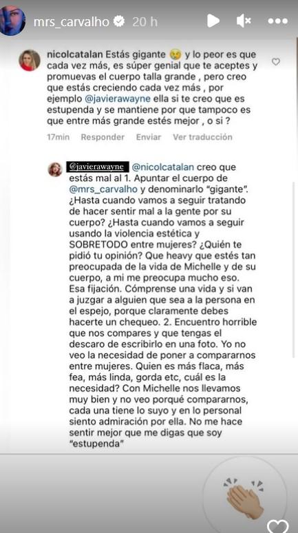 "Estás creciendo cada vez más": Michelle Carvalho muestra cruel crítica ...