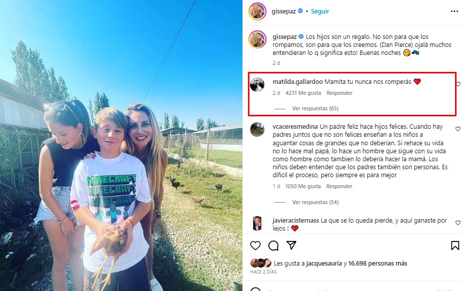 "Tú nunca...": El comentario de la hija de Gissella Gallardo tras ...