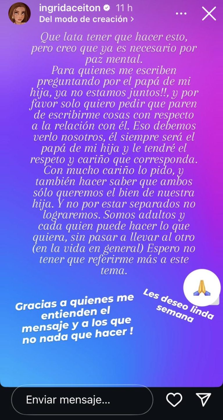 Querida ex chica reality confirma el término de su relación con el papá ...